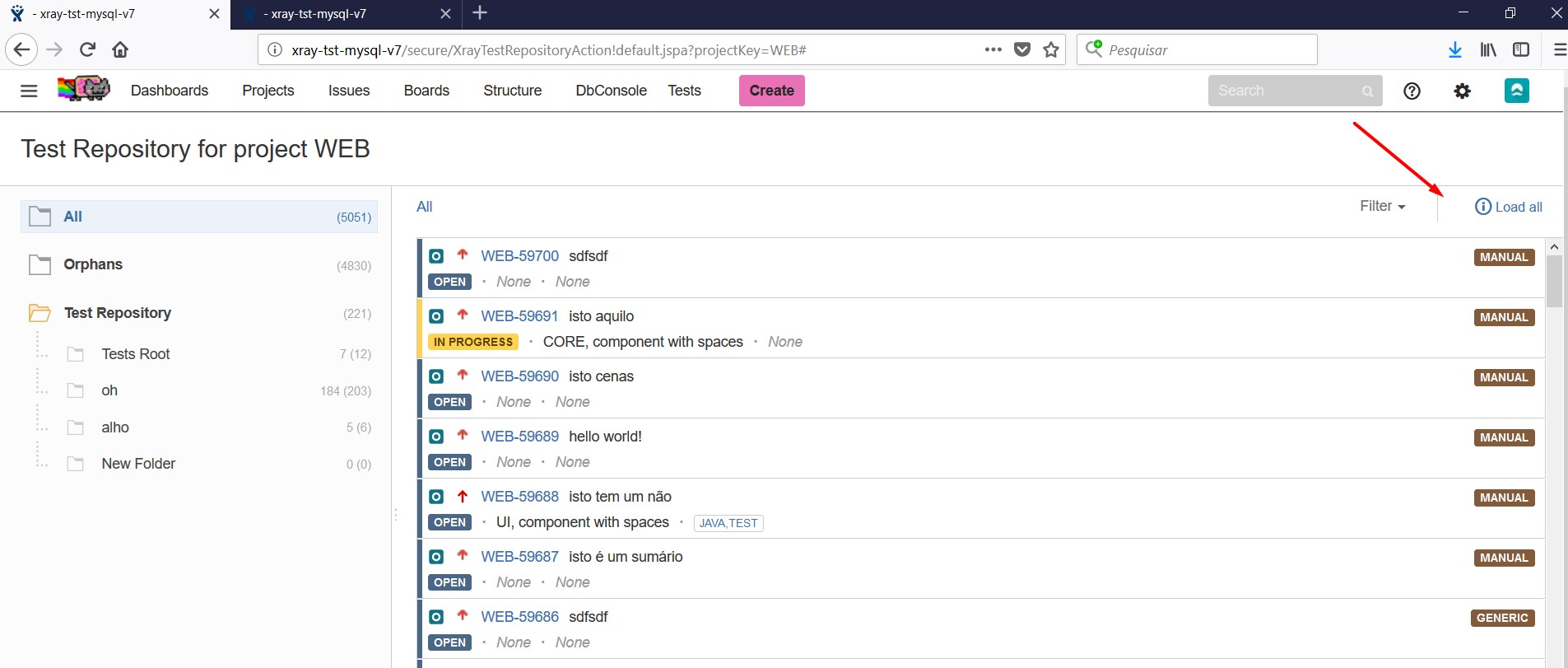 [XRAY-2300] when loading the Test Repository/Test Plan Board using ...