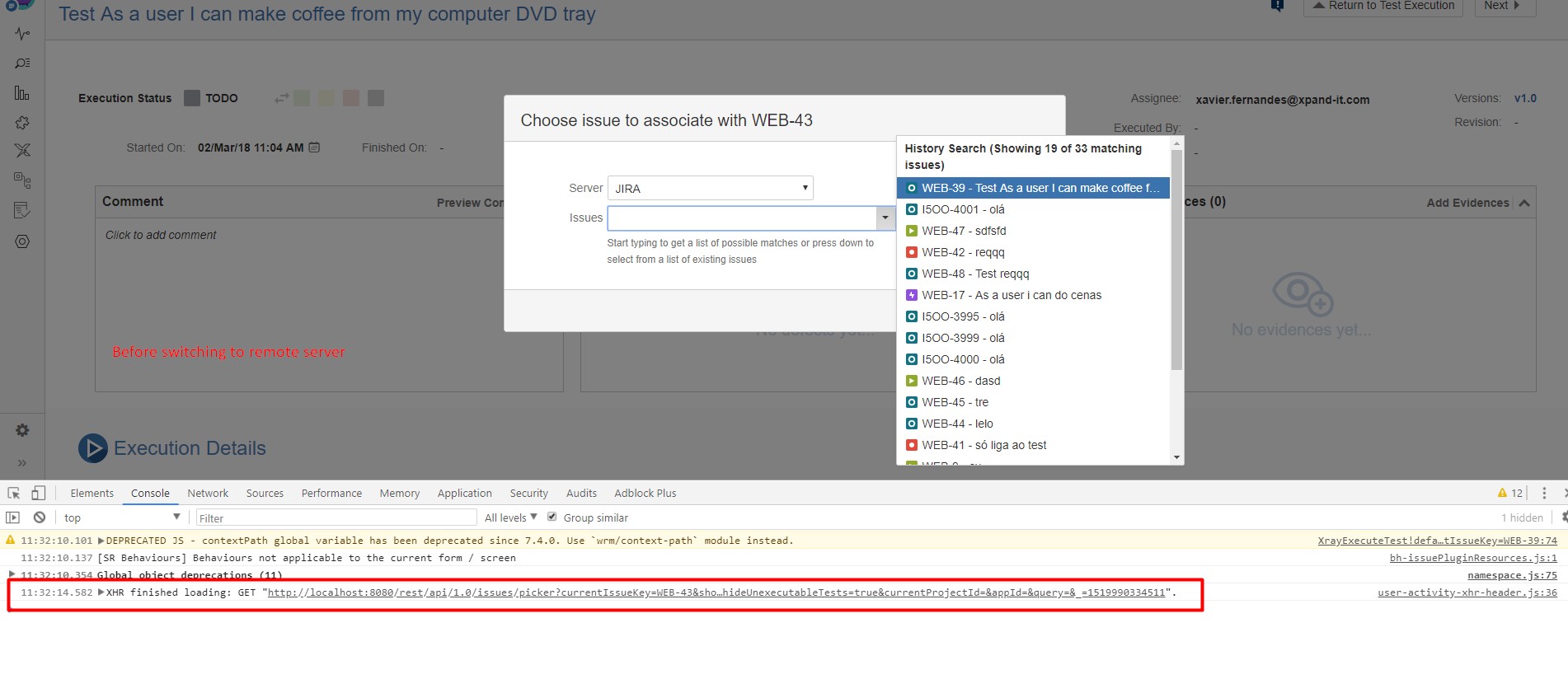 Xray 2520 In The Execution Screen When Adding Defects There Is An Error When Switching Back