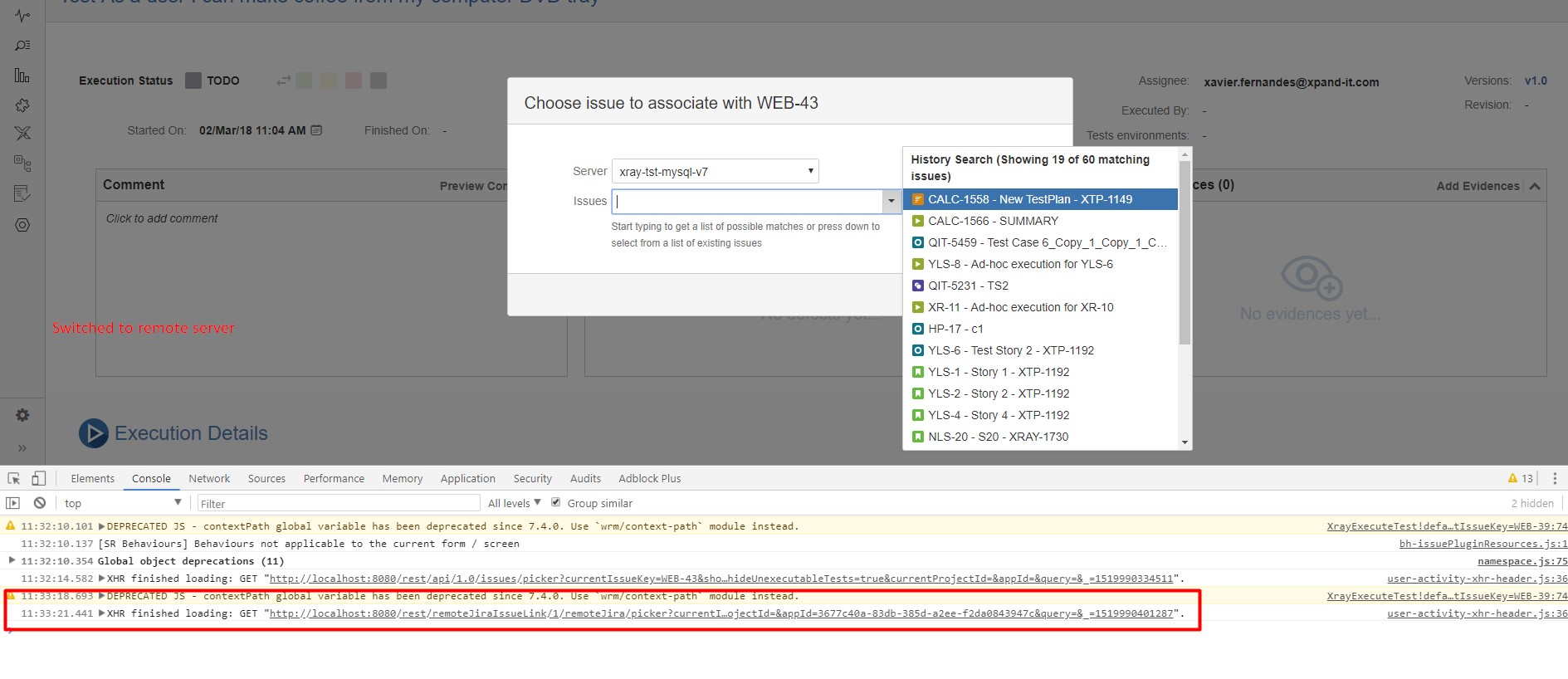 Xray 2520 In The Execution Screen When Adding Defects There Is An Error When Switching Back 7020
