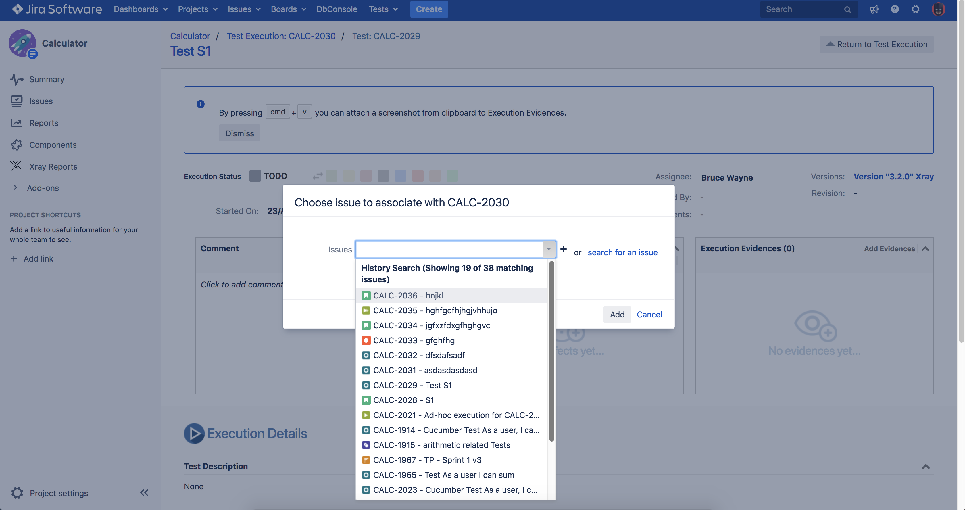 Xray 3109 The Add Defects Dialog In The Execution Page Should Only Display Defect Issue