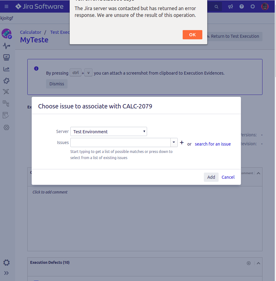 Xray 3122 Error On Issue Autocomplete In Test Run Defects Xblend Issue Tracker