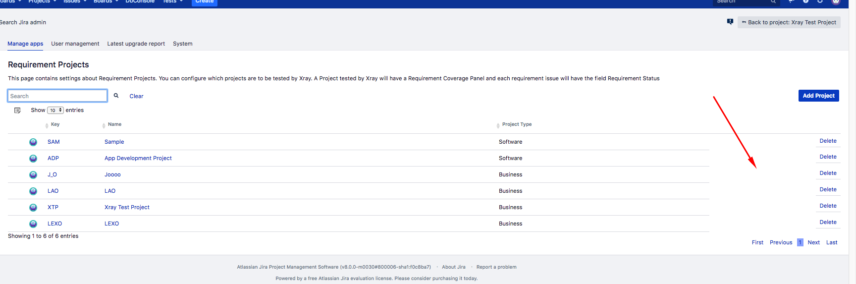 [XRAY-3557] In the Requirement Projects configuration page, the project ...