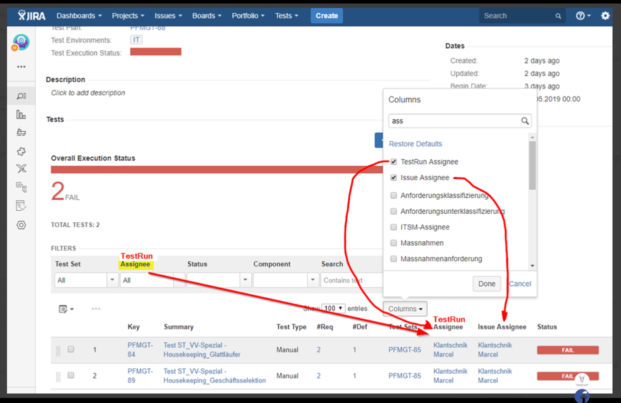 [XRAY-4064] Standardize column names on Test Run - Xblend Issue Tracker